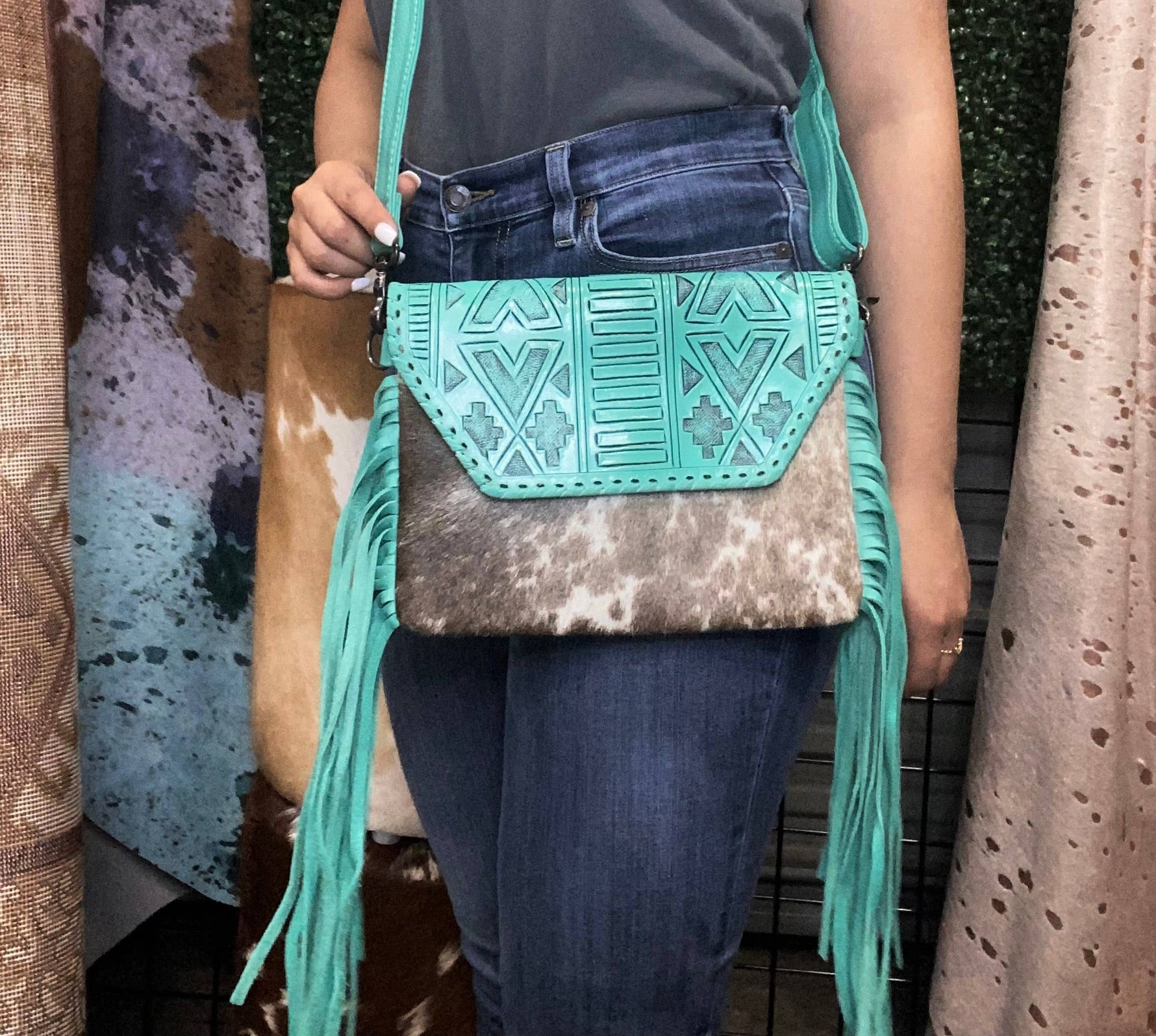 Western Bags & Purses – Cowhide and Conchos