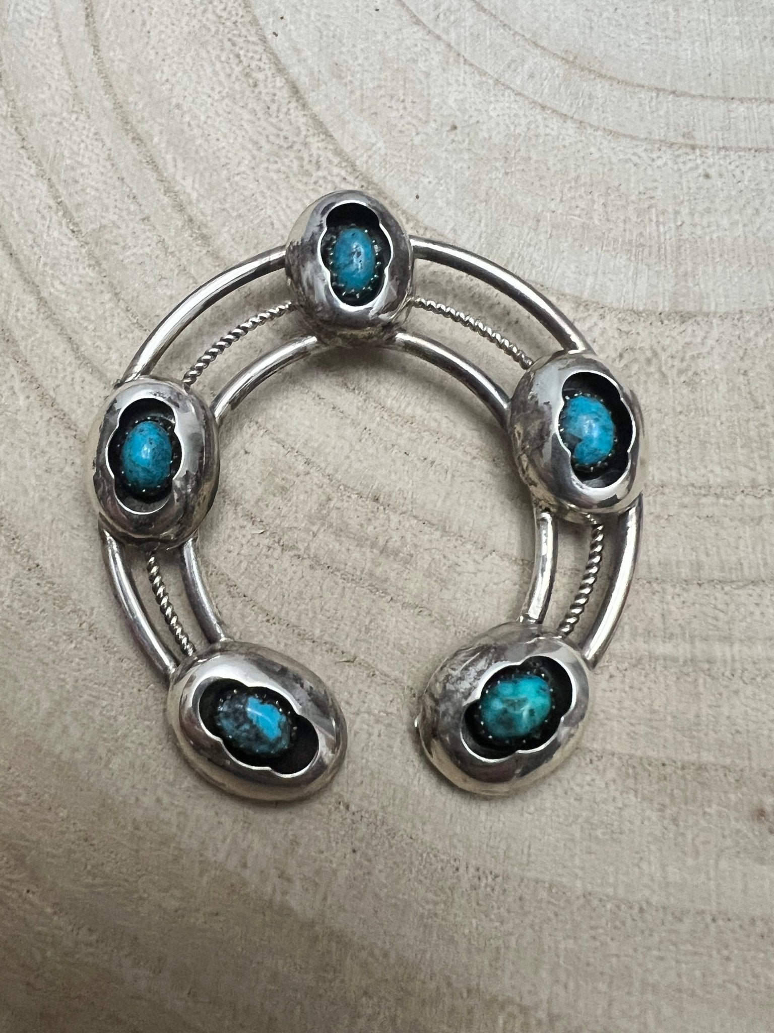 Phil Garcia Turquoise and Sterling Silver Naja – Cowhide and Conchos