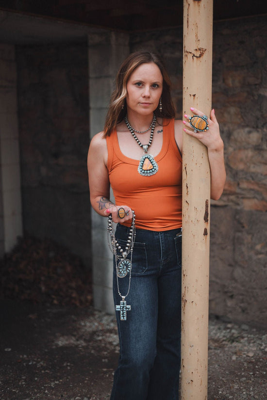 Roland Dixson Spiny Oyster, Turquoise & Sterling Silver Statement Pend ...