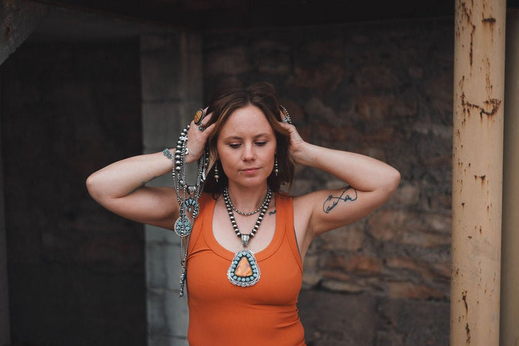 Roland Dixson Spiny Oyster, Turquoise & Sterling Silver Statement Pend ...